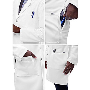 Adar Universal Stretch Unisex Lab Coat - 36" Snap Front Lab Coat - 3308 - White - L
