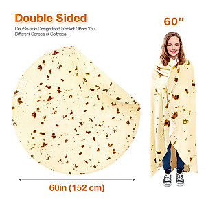 60 In Burrito Tortilla Blanket Bed Throw Adult Size Cozy Plush Blanket for Bedroom Sofa Flannel Blanket Christmas Gift for Teen Kids (Burrito 60")