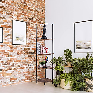 SHENGTIAN 5 Tier Corner Shelves, Multipurpose Shelving, Corner Bookshelf Plant Stand, Corner Storage for Living Room, Kitchen, Home Office