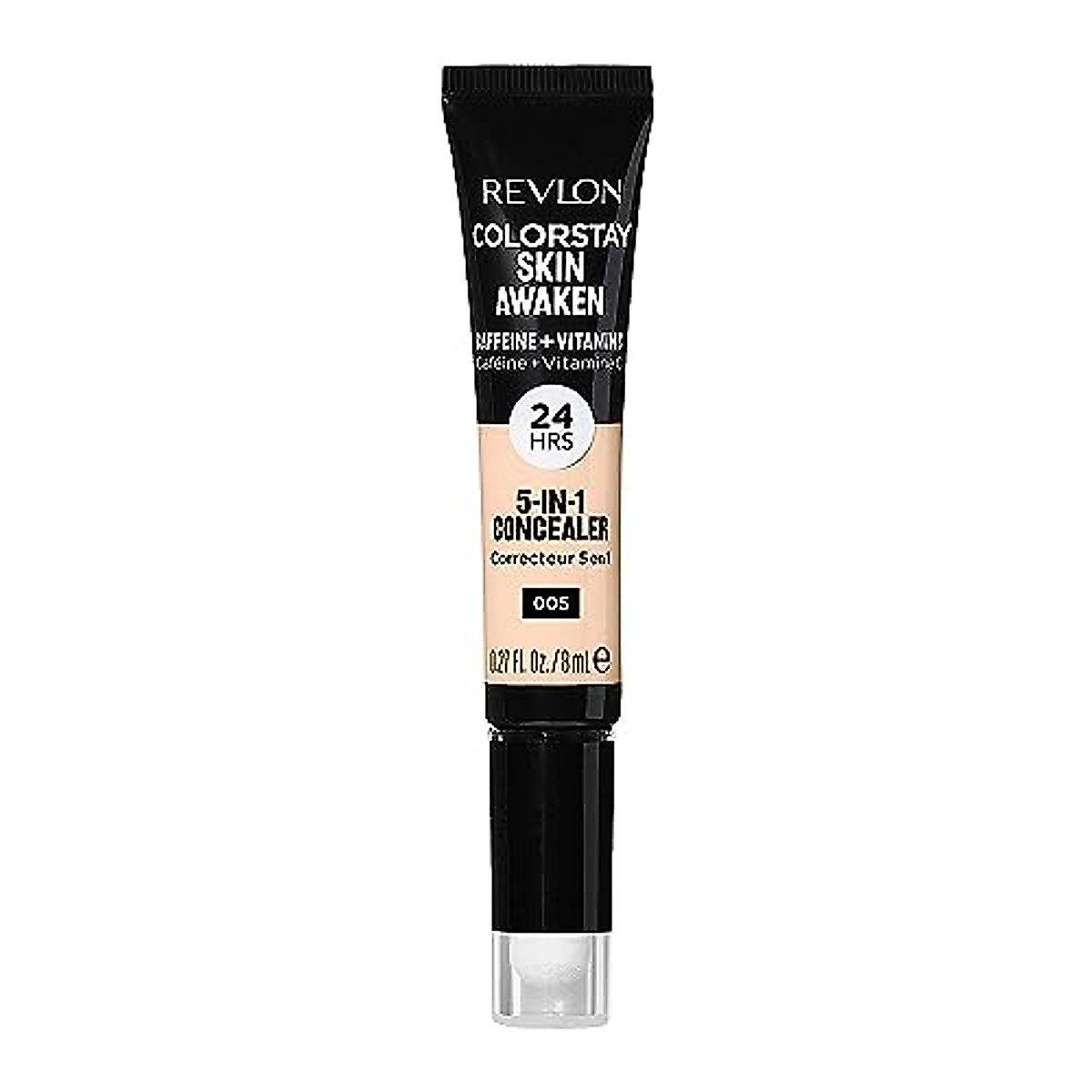 Revlon ColorStay Skin Awaken 5-in-1 Concealer, Lightweight, Creamy Longlasting Face Makeup with Caffeine & Vitamin C, For Imperfections, Dark Circles & Redness, 005 Fair, 0.27 fl oz