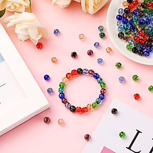 Lyrow 120 Pcs Luminous Glass Beads 8mm Round Beads Bulk Glow in The Dark Beads Glass Round Loose Spacer Ball Beads for Making DIY Craft(Multicolor)