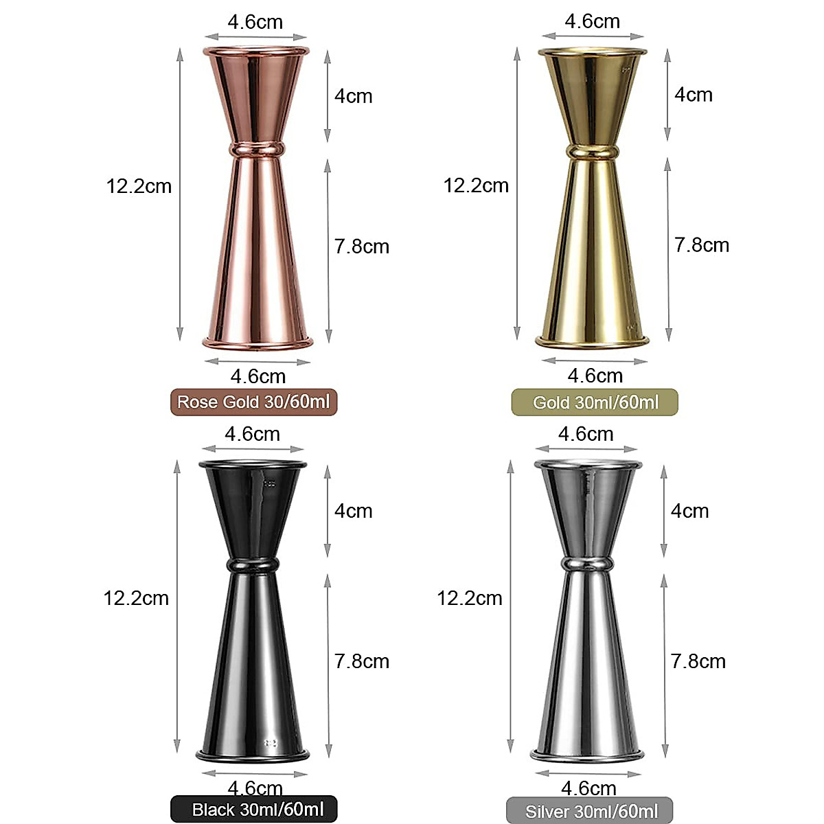 1 Pack Double Cocktail Jigger,Angzhili Stainless Steel Bar Jiggers with Measures, 2 oz/1 oz Jigger for Bartending,Bar Tools Used for Bar,Home Party,Bar Measuring Jigger (Rose gold)