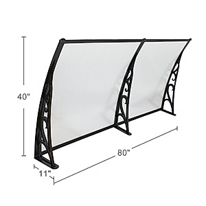 SUPER DEAL 40"x 80" Window Door Entry Awning Polycarbonate Cover Front Door Outdoor Patio Canopy Sun shetter (White)