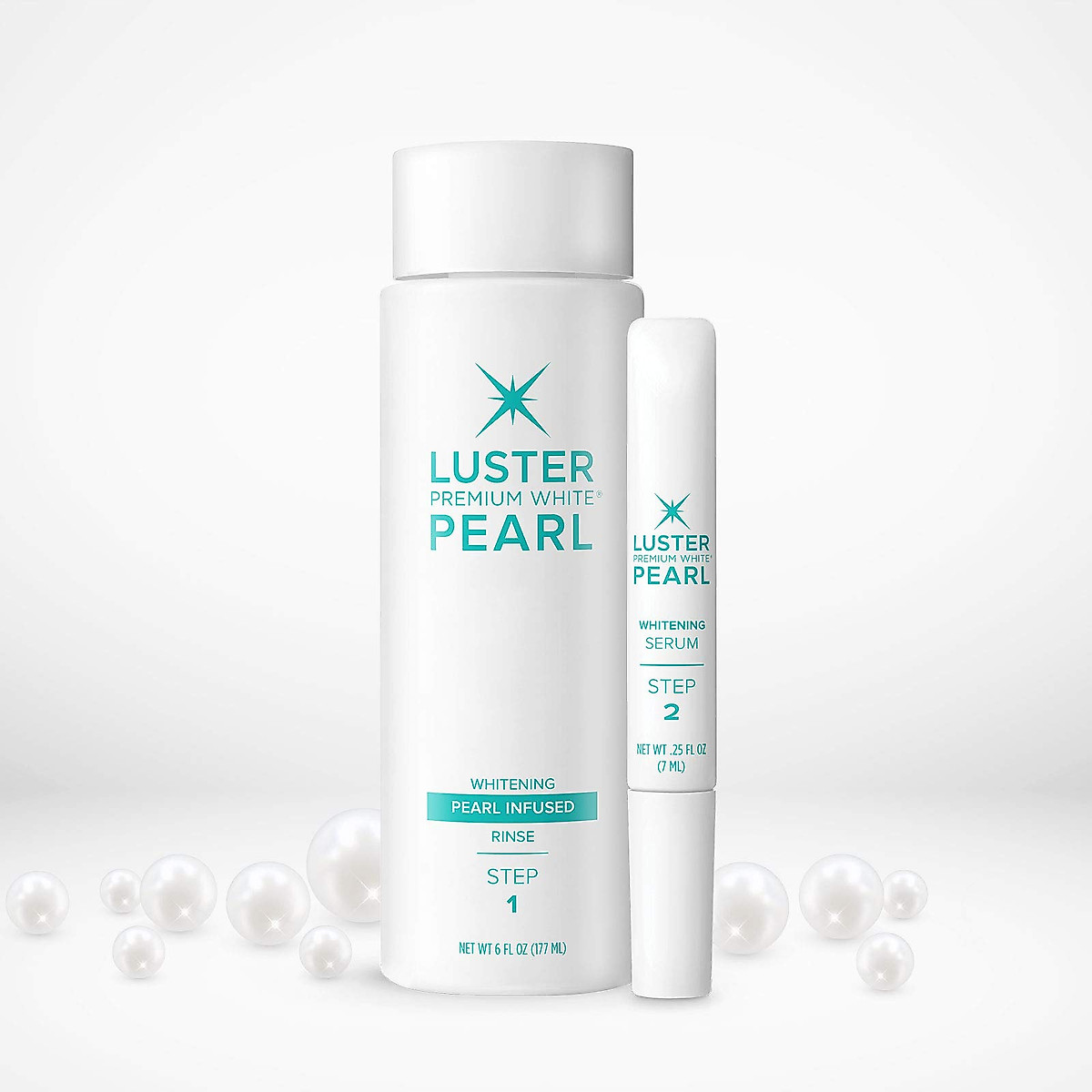 Luster Premium White 2-Minute Pearl Infused Teeth Whitening Kit, Fast Teeth Whitener, Pearl Infused Whitening Rinse & Whitening Serum (2-Piece Kit), Mint