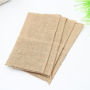 Cheonus 10PCS Burlap Cutlery Bags Hessian Knife Fork Tableware Utensil Linen Flatware Holder Jute Pouch Silverware Pockets for Wedding Decor