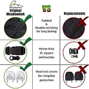Meadowlark XL Premium Hammock Dog Car Seat Cover Back Seat, Dog Cover Car Seat Protector, Non-Slip, Dog Stuff, Anti Shock, Water Repellant, Pet Car Seat Cover for Dogs w/Seat Belt & 2 Headrest Covers