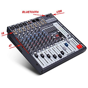 Boytone BT-80MX, 8 - Channel Bluetooth Audio Mixer - DJ Sound Controller, USB MP3 Player, 4 XLR Microphone Jack, 7 Band EQ, 16 BIT Digital Multi FX Processor, RCA IN-OUT Jack, 48V Phantom Power