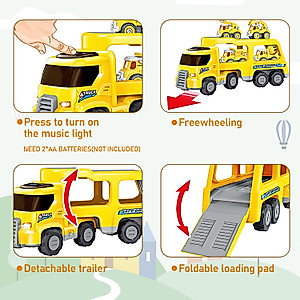 Rydohi Kids Toys Car for Boys : Boy Toy Trucks for 3 4 5 6 Year Old Boys Girls | Toddler Toys 5 in 1 Carrier Vehicle Construction Toys for Kids Age 3-12 | Birthday Party Boy Gifts for Kids