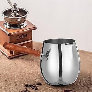 MagiDeal Stainless Steel Turkish Coffee Pot Chocolate Melting Pan Leakproof for Warm Tea Hot Chocolate Sauces Gravies Milk Warmer Pot, 600ml