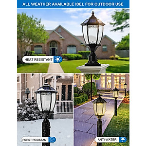 GYDZ Solar Post Lights Outdoor Solar Lamp Post Light for Gate Porch/Stone Pillar, Waterproof Decorative Solar Pillar Light Warm&Cool White, Oil-Rubbed Black Die Cast Aluminum Housing with Clear Glass