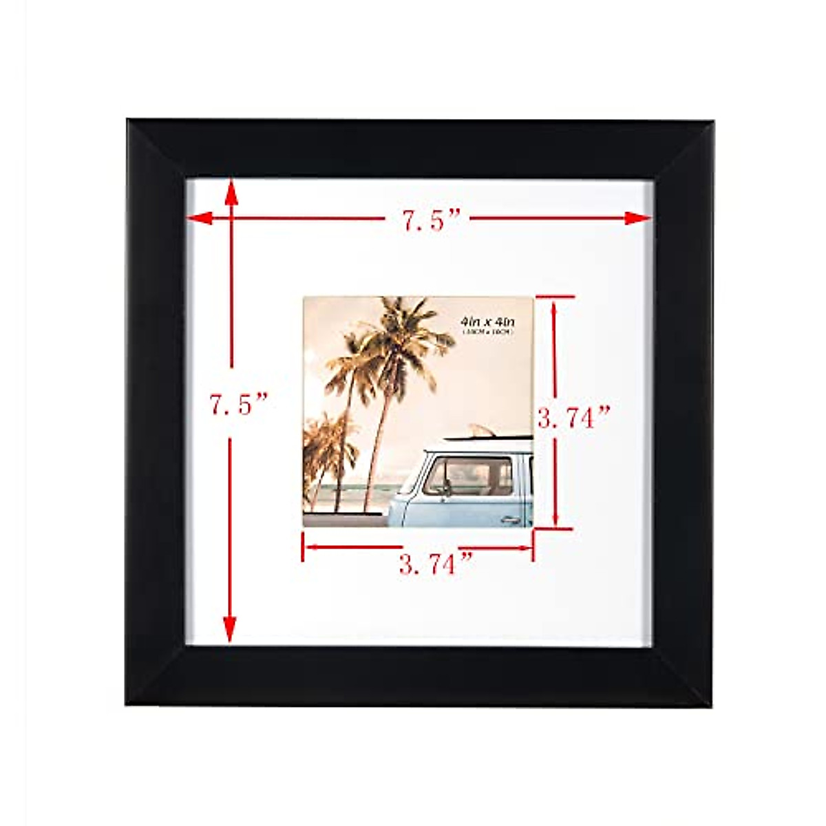 Scholartree Black 8x8 Picture Frames Set of 6, Display 8x8 without Mat or 4x4 with Mat，Wall Gallery Photo Frames