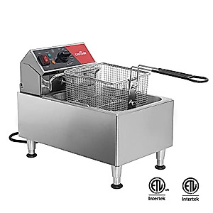 CROSSON ETL Listed 13Lbs Electric Countertop Deep Fryer with Easy-assembling Solid Basket ,Removeable Oil Container for Restaurant Home Use-120V,1800W Commercial Deep Fryer
