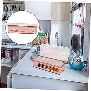 ifundom Flatware Tray Kitchen Drawer Organizer With Lid And Drainer- Kitchen Cutlery Tray and Utensil Storage Container with Cover- Dust- Proof Dinnerware Holder