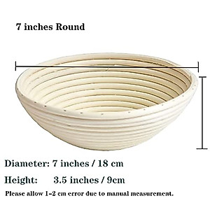 2 Pcs 7 Inch Round Banneton Bread Proofing Basket - Baking Bowl Brotform for Dough Rising Gifts for Bakers with Cloth Linen Cover
