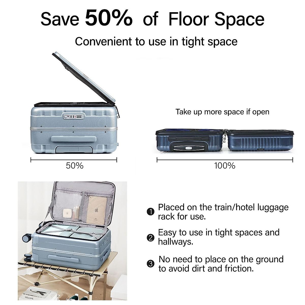 Hanke 24 Inch Checked Luggage with Spinner Wheels PC Hard Shell Suitcases Top Open Aluminum Frame Travel Luggage Rolling Suitcase for Woman Men.(Grey)