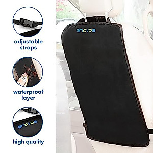 Enovoe Back Seat Protector for Kids car seat Cover - 2 Pack - Quality Car Kick Mats - Waterproof Protection for Upholstery from Dirt, Mud, Scratches - XL Car seat Back Protector Back of Driver Seat