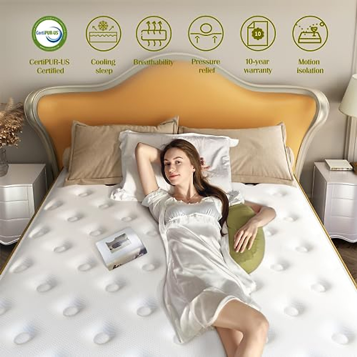 Naiveer Cool Gel Memory Foam Hybrid Mattress, 12 Inch Full Size Mattress in A Box with Pocket Springs for Cool Sleep & Pressure Relief, Medium Firm Feeling with CertiPUR-US Certified Foam