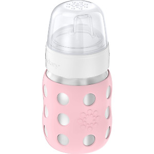 Lifefactory 8-Ounce Stainless-Steel Vacuum-Insulated Wide-Neck Baby Bottle with Sippy Nipple, Desert Rose (LS2251WDR4)