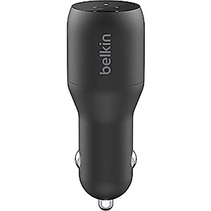 Belkin 36-Watt Dual-USB Car Charger - Power Delivery 2 18W USB-C Ports with PPS Charging Apple iPhone 14, 14 Pro, 14 Pro Max, iPhone 13, 13 Pro, 13 Pro Max Samsung Galaxy, AirPods - USB-C Charger