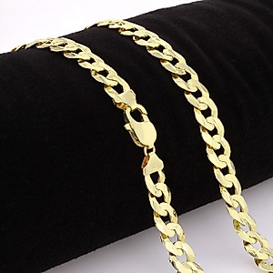 14K Real Genuine Solid Gold 9MM Extra Wide Flat Cuban Link Chain, Made in California,8"