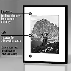 Americanflat 16x20 Picture Frame with Polished Plexiglass - Set of 5 - Use as 11x14 Frame with Mat or 16x20 Frame Without Mat - Galleria Collection - Gallery Wall Frame Set for Wall Display - Black