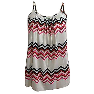wodceeke Women's Summer Tank Sleeveless Sling Retro Graphic Print T-shirt Casual Loose Solid color Folds Tops (Red,XL)