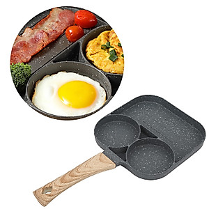 yaogohua Fried Divided Egg Cooker, Egg Pan Burger Pan, 3 Section Divided Grill Frying Pan Non Stick Omelet Pan for Home Kitchen, for Breakfast, Pancake, Poached Egg