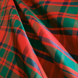 Generic Ribbon Taffeta Holiday Plaid - Hunter Green, Red, Blue - Christmas Tartan Fabric 58"" by The Yard, TAFFHGP01