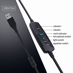 Shuomeng USB Pro Gaming Headset for PC - Computer Headphones with Microphone/Mic, SM-H2Pro 7.1 Surround Sound Wired Headset with LED RGB Light - Gaming Headphones for PS4/PS5,Console Laptop