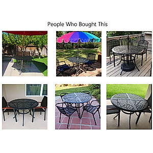 Romayard 42 Inch Outdoor Dining Table Round Patio Bistro Table Powder-Coated Steel Frame Top Patio Dining Table Outdoor Furniture Garden Table with 2.1" Umbrella Hole (Black)