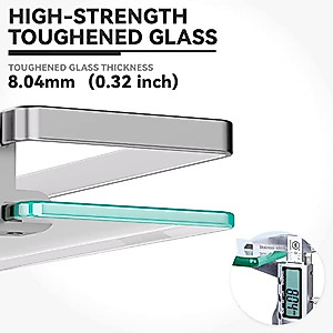 GeekDigg bathroom glass shelf with towel bar, 2 tier wall mounted tempered glass shower storage organizer with 8MM extra thick, 15.2 by 5 inches - Not Brushed Nickel