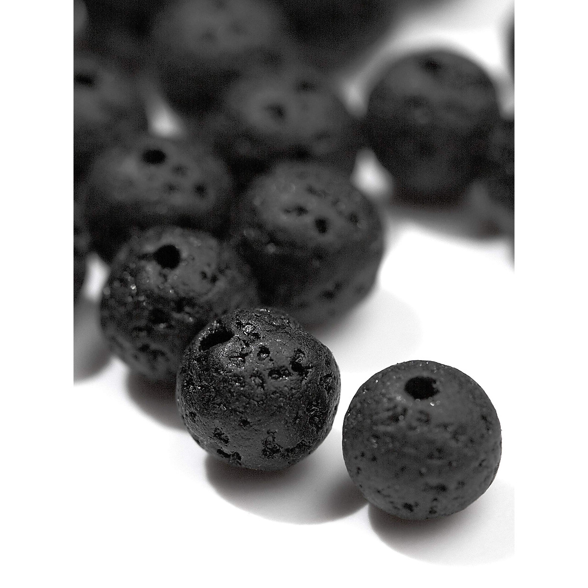 Cousin DIY Natural Black Lava Stone Loose Round 8mm Aromatherapy Beads for Essential Oils and DIY Jewelry Making