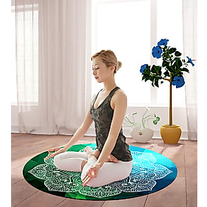 nuveti Large Meditation Mat Non Slip Round Yoga Mat Natural Rubber with Sueded Surface Exercise Mat Perfect for Meditating, Stretching, Yoga（140CM X 3.5MM Thick)