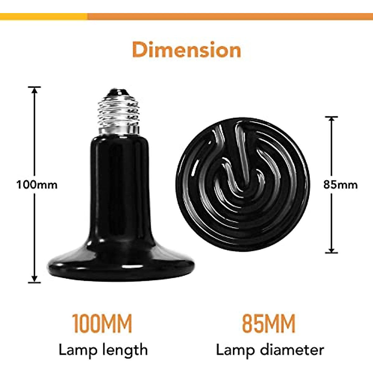 Simple Deluxe 150W Reptile Heat Bulb and 8.5 inch Clamp Light, 40-108℉ Digital Thermostat Controller and Thermometer Included, for Amphibian Pet & Incubating Chicken, Silver