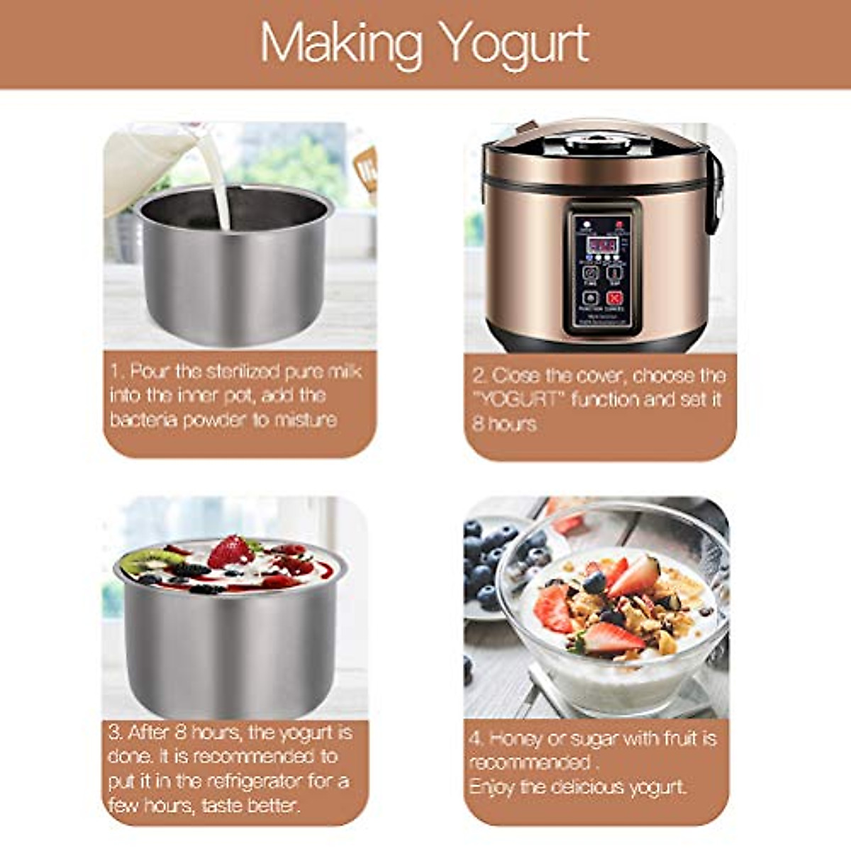 MLGB 6L Black Garlic Fermenter, Kimchi machine,Sweet Rice Wine Maker Full Automatic,Natto Maker,Yogurt Pot, FCC UL Listed