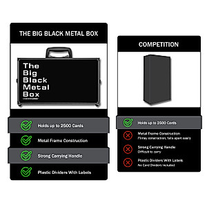 The Big Black Metal Box (BBB Edition) | Case Is Compatible with Cards Against Humanity, All Standard Card Games (Game Not Included) | Includes 8 Dividers | Fits up to 2500 Loose Unsleeved Cards, Boks