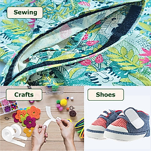 (1x4 Inch, 16 Sets) Strips with Adhesive for Fabric, Stick On for Fabric, No Sew Sticky Back for Clothes, Curtains - Heavy Duty Double Sided Hook and Loop Hem Tape Fasteners, No Sewing No Iron, Black