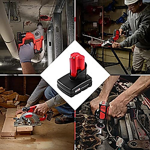 Dosctt 2 Pack 12V 6.0Ah Battery Compatible with Milwaukee M12 Battery XC Lithium 48-11-2411 48-11-2420 48-11-2401 48-11-2402 48-11-2401
