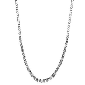 Beyond Brilliance Bezel Set 1/3 Carat Natural Diamond Tennis Necklace in Sterling Silver -18 inch | Miracle Plated Round Cut Diamond Necklace | Fine Jewelry for Women | Gift Box Included