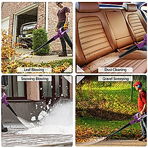 Cordless Leaf Blower, 20V 150MPH Electric Cordless Leaf Blower with Battery & Charger, 2 Section Tubes, Variable Speed, Lightweight Powerful Handheld Blower for Lawn Care, Leaf Blowing, Snow Blowing