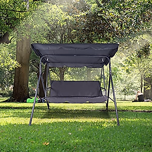 RedSwing 3 Seat Canopy Swing Outdoor, Patio Swing Chair for Porch with Removable Cushions and Adjustable Canopy, Outdoor Porch Garden Swing Glider, Grey