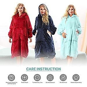 Uttermara Knit Weighted Blanket 10 Pounds 50x60 Inches, Weighted Blankets Knitted, Grey + Blanket Hoodie Women and Men with Giant Front Pocket Elastic Sleeve, Teal