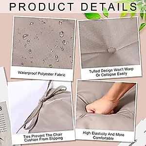 Geelin High Back Patio Chair Cushion Indoor Outdoor Seat Back Chair Cushions Tufted Patio Waterproof Rocking Pads Weather Replacement for Furniture(Khaki,4 Pcs)