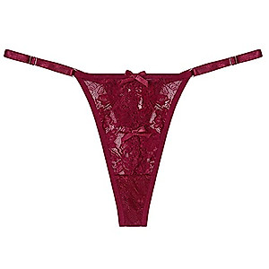 Banamic Women G-String Thongs Panties T Back Low Waist Seamless underwear sexy Wine Red