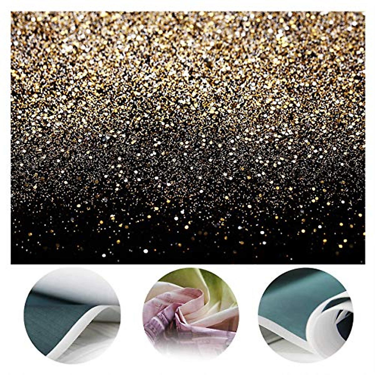 SJOLOON Black and Gold Backdrop Golden Spots Backdrop Vinyl Photography Backdrop Vintage Astract Background for Family Birthday Party Newborn Studio Props 11547(7x5FT)