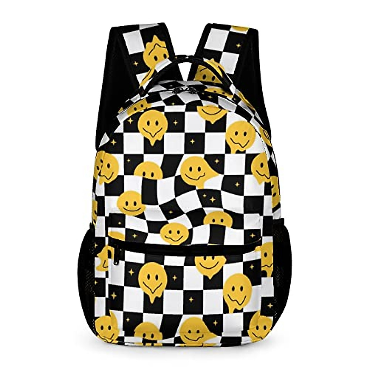 MINBHEBYUD Funny Smile Faces Geometry Prints Backpack, Lightweight Backpack Casual Daypack, Bookbag for Men Women
