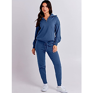 ANRABESS Women's Two Piece Outfits Sweater Sets Long Sleeve Zip Up Knit Pullover Jogger Pants Tracksuit 2024 Fall Lounge Sets Small