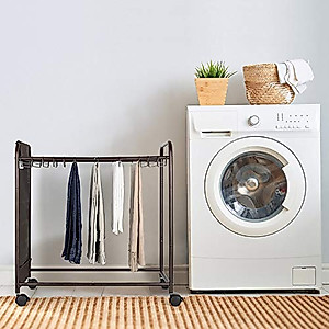 Pants Trolley for Closet Pants Hangers Rolling Storage for Trouser Jean Pant Trolley Closet Organizer with 20 Hangers and Side Bag for Dress Jeans Skirts Metal