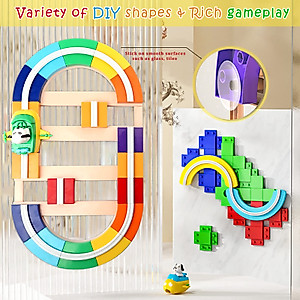 OPERMA Race Track Slot Car Racing Track with Electric Cars for Boys Kids, 54Pcs Toy Race Car Set Colorful Preschool Speedway Track Building Blocks for Toddlers Child 3-7 Years Birthday