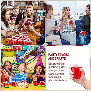 Uiifan 500 Pcs Disposable Party Plastic Cups Bulk Red Disposable Drinking Cups For Coffee Cocktail for Christmas Halloween Party Wedding Baby Shower Events BBQ Home Use(Red, 2 oz)